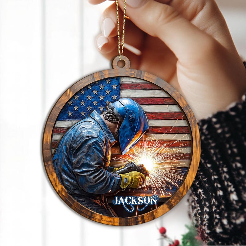 Personalized Welding Layered Wood Ornament, Custom Welder Christmas ...