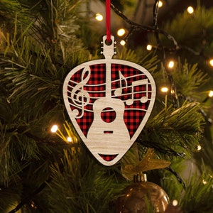 Acoustic Guitar Layered Wood Ornament, Guitar Christmas Tree Ornament ...