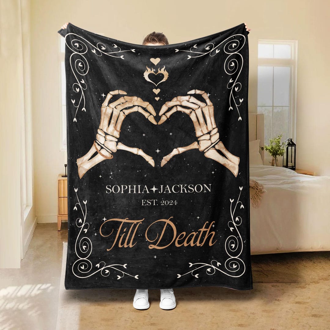 Personalized Skeleton Couple Blanket, Halloween Wedding Blanket, Custom ...