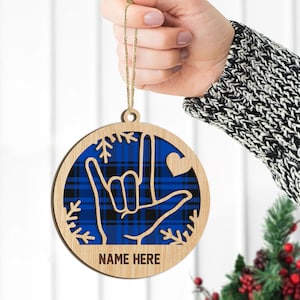 Personalized Sign Language Layered Wood Ornament, Custom ASL I Love You ...