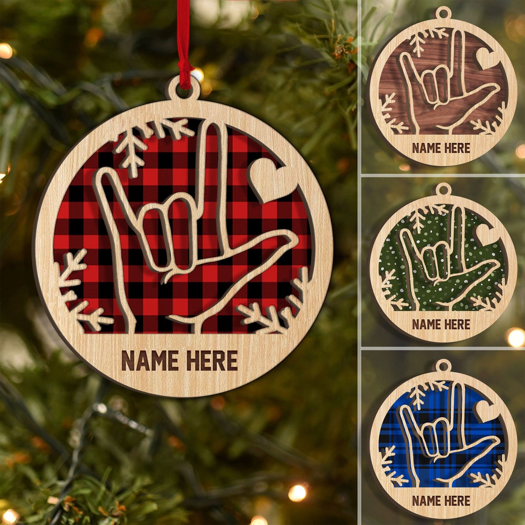 Personalized Sign Language Layered Wood Ornament, Custom ASL I Love You ...