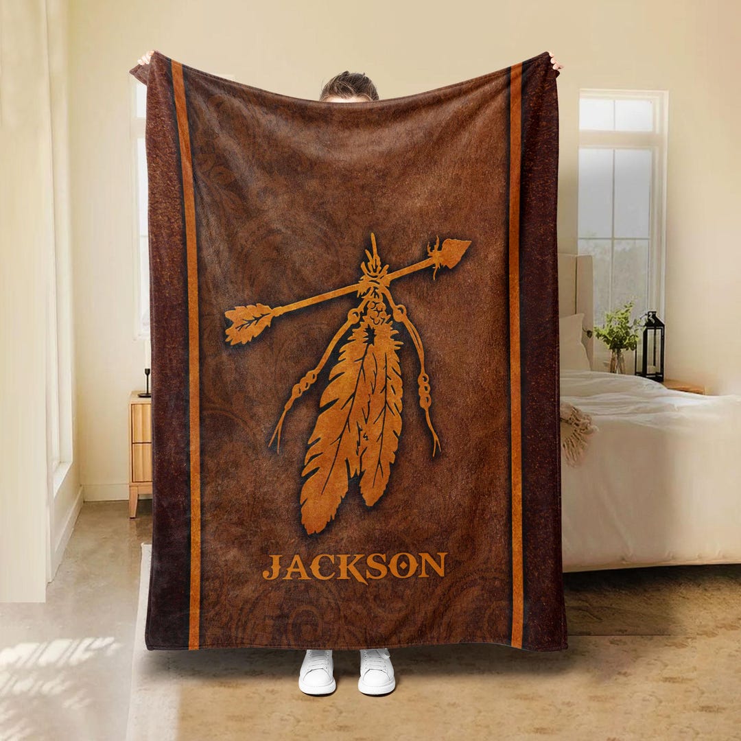 Personalized Native American Blanket, Native Feather Blanket, Custom ...