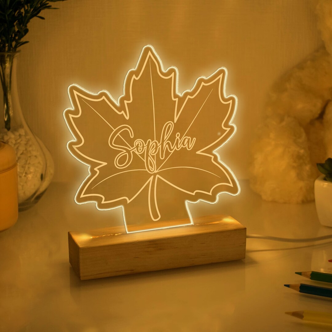 Personalized Autumn Night Light, Custom Name Acrylic Night Light, Fall ...