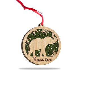 Personalized Elephant Layered Wood Ornament, Custom Elephant Christmas ...