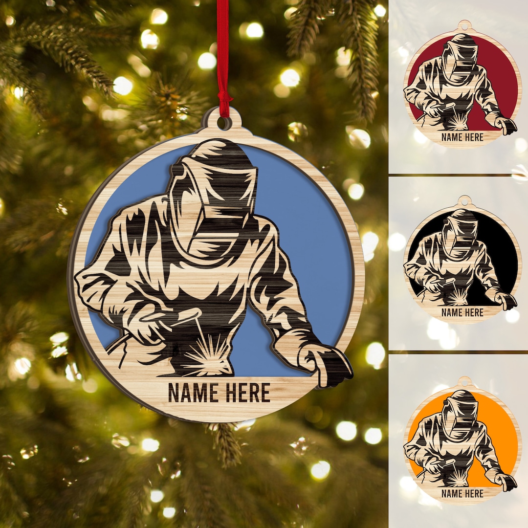 Personalized Welding Layered Wood Ornament, Custom Welder Christmas ...