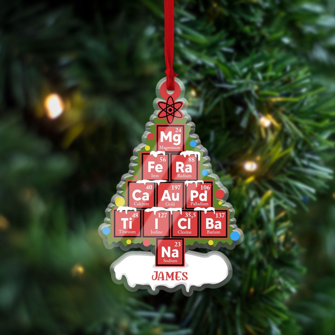 Personalized Chemis Tree Flat 2D Ornament, Custom Periodic Table Tree ...