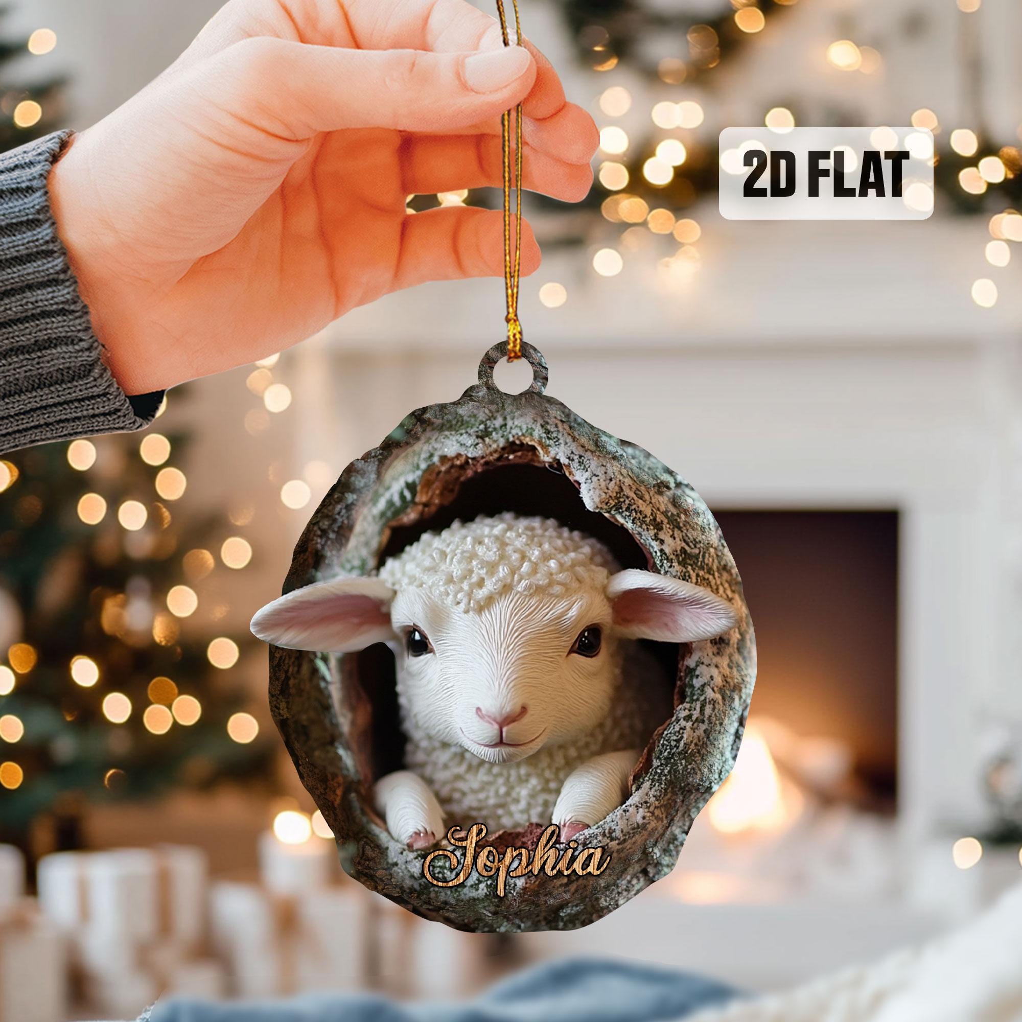 Personalized Sheep 2D Flat Ornament, Custom Sheep Christmas Tree ...
