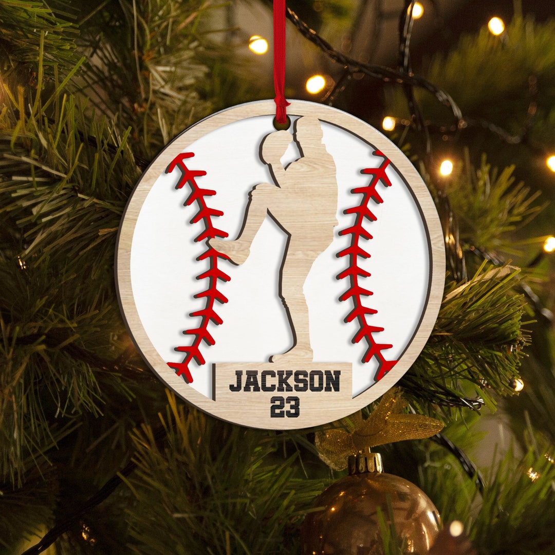 Personalized Baseball Layered Wood Ornament, Custom Baseball Player ...