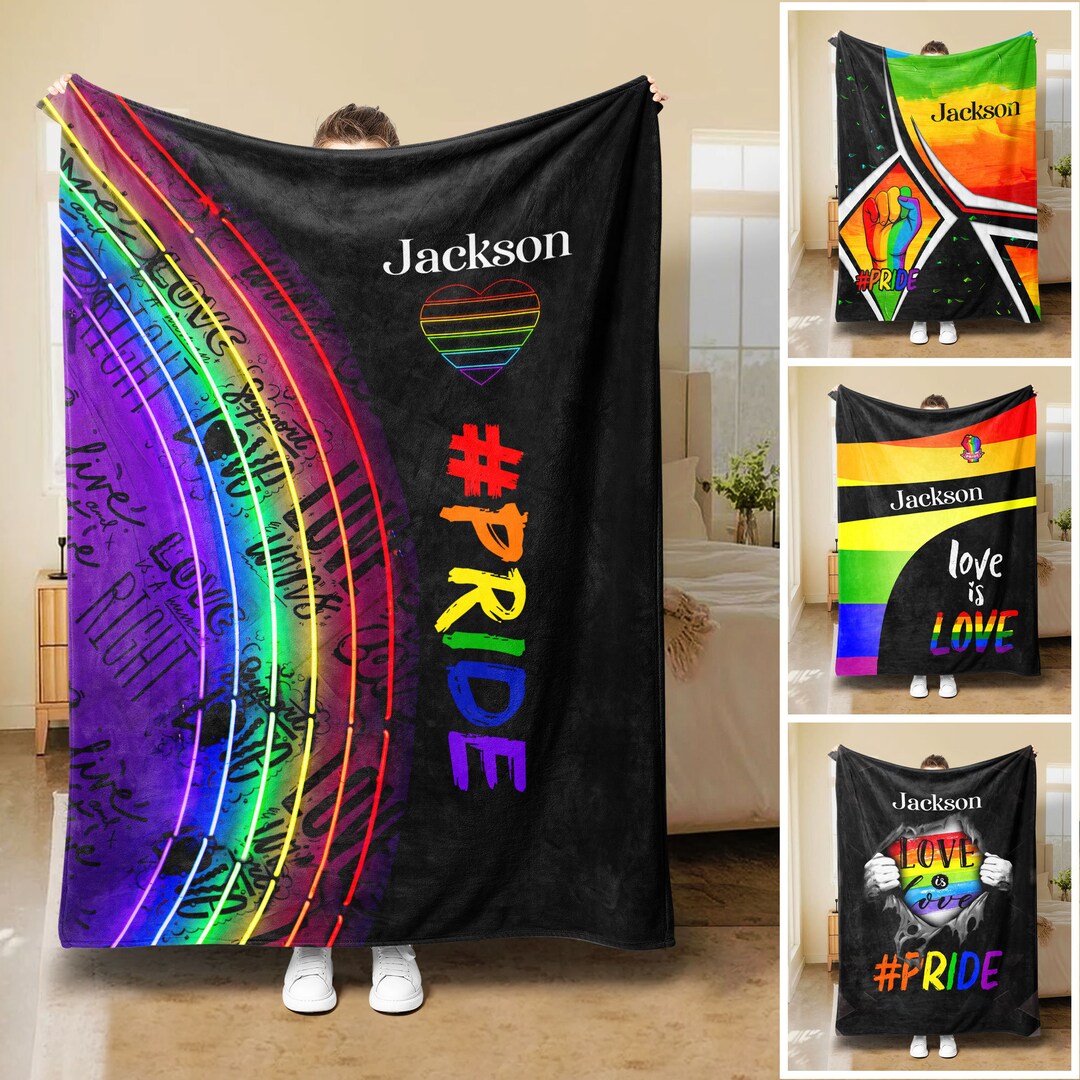 Personalized LGBT Blanket, Pride Blanket, Custom Name Soft Cozy Sherpa ...