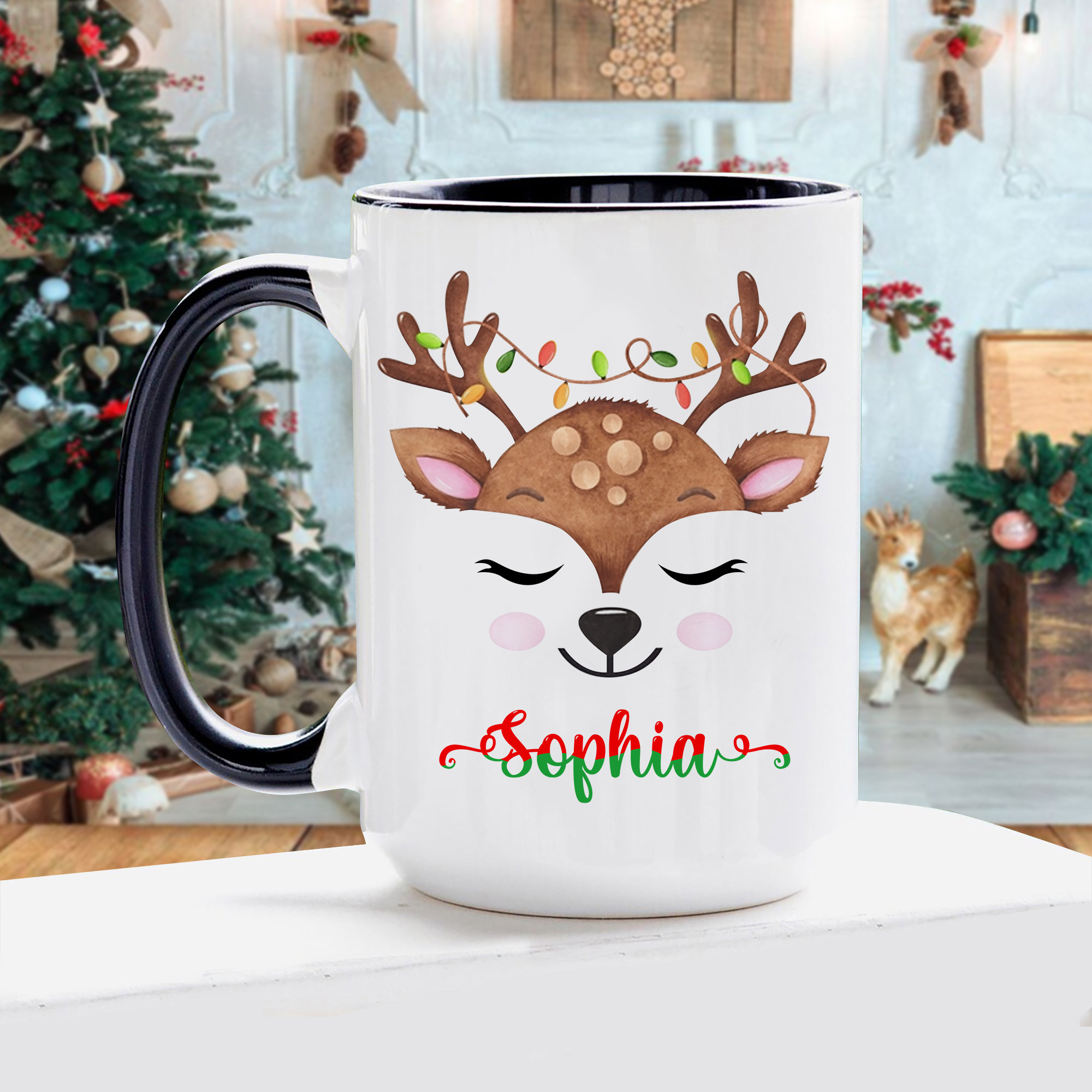 Personalized Christmas Mug Reindeer Mugs Reindeer Christmas - Etsy