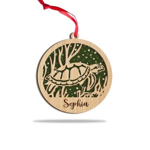 Personalized Turtle Layered Wood Ornament, Custom Turtle Christmas Tree ...