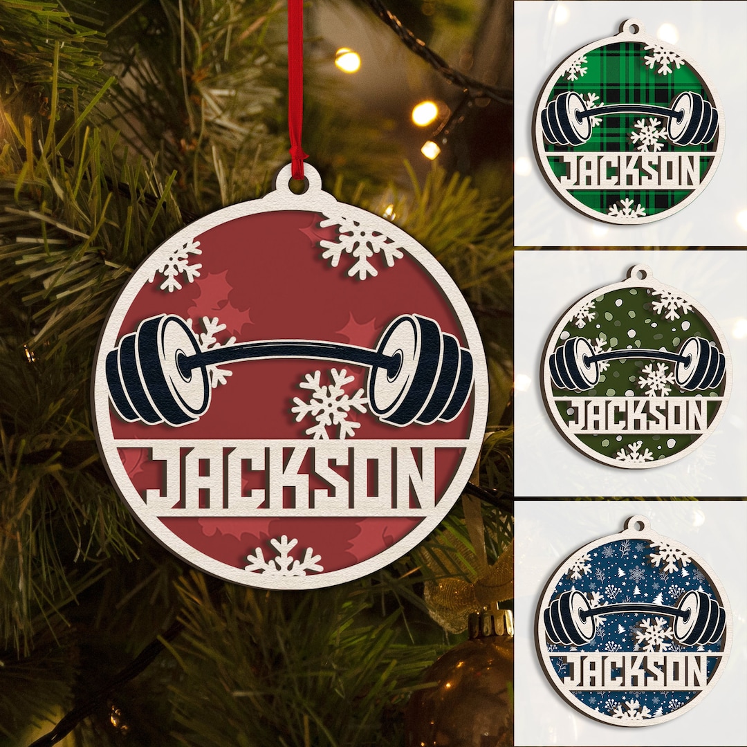 Personalized Gym Layered Wood Ornament, Custom Name Gymer Christmas ...