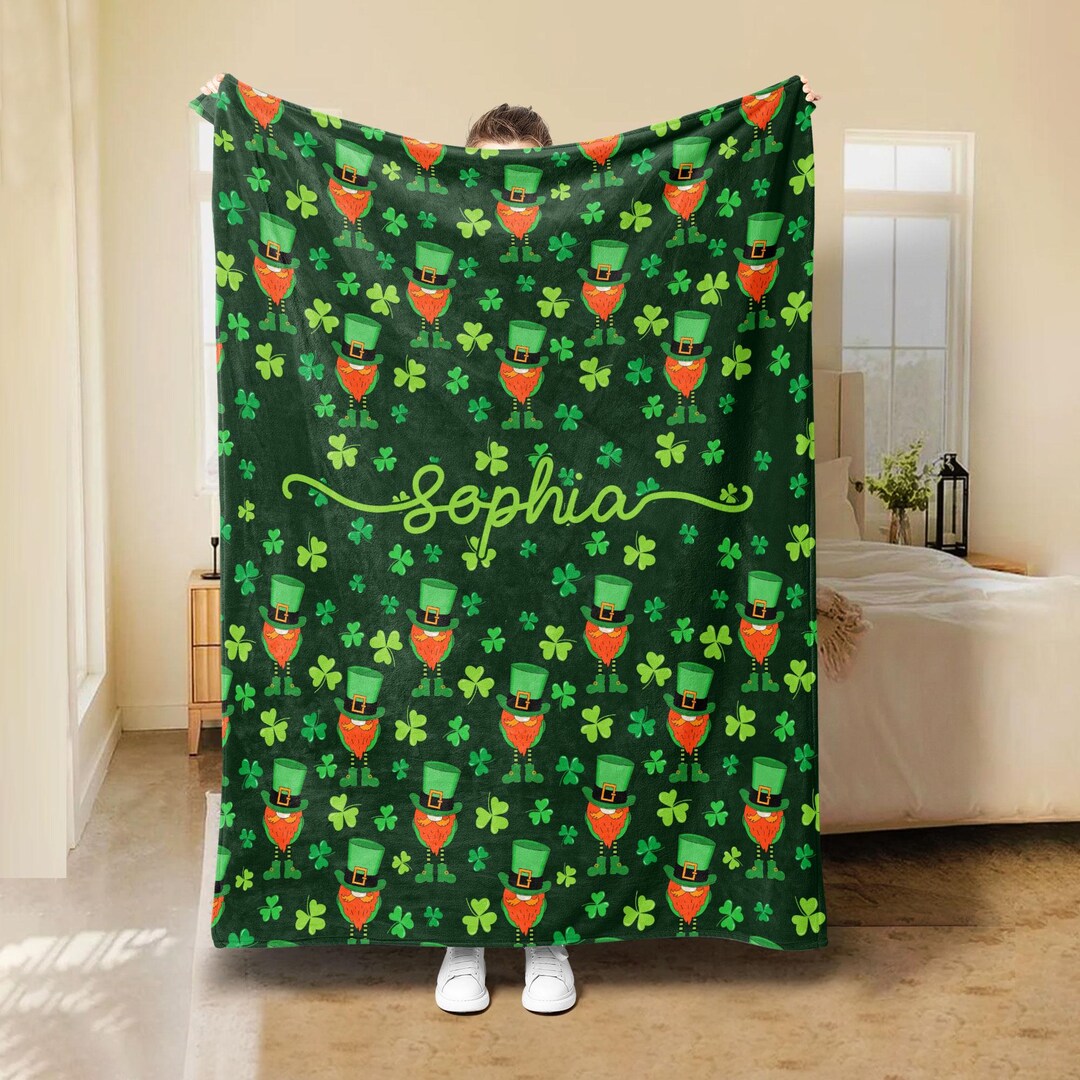 Personalized Shamrock Blanket, Irish Blanket, Custom Name Soft Cozy ...