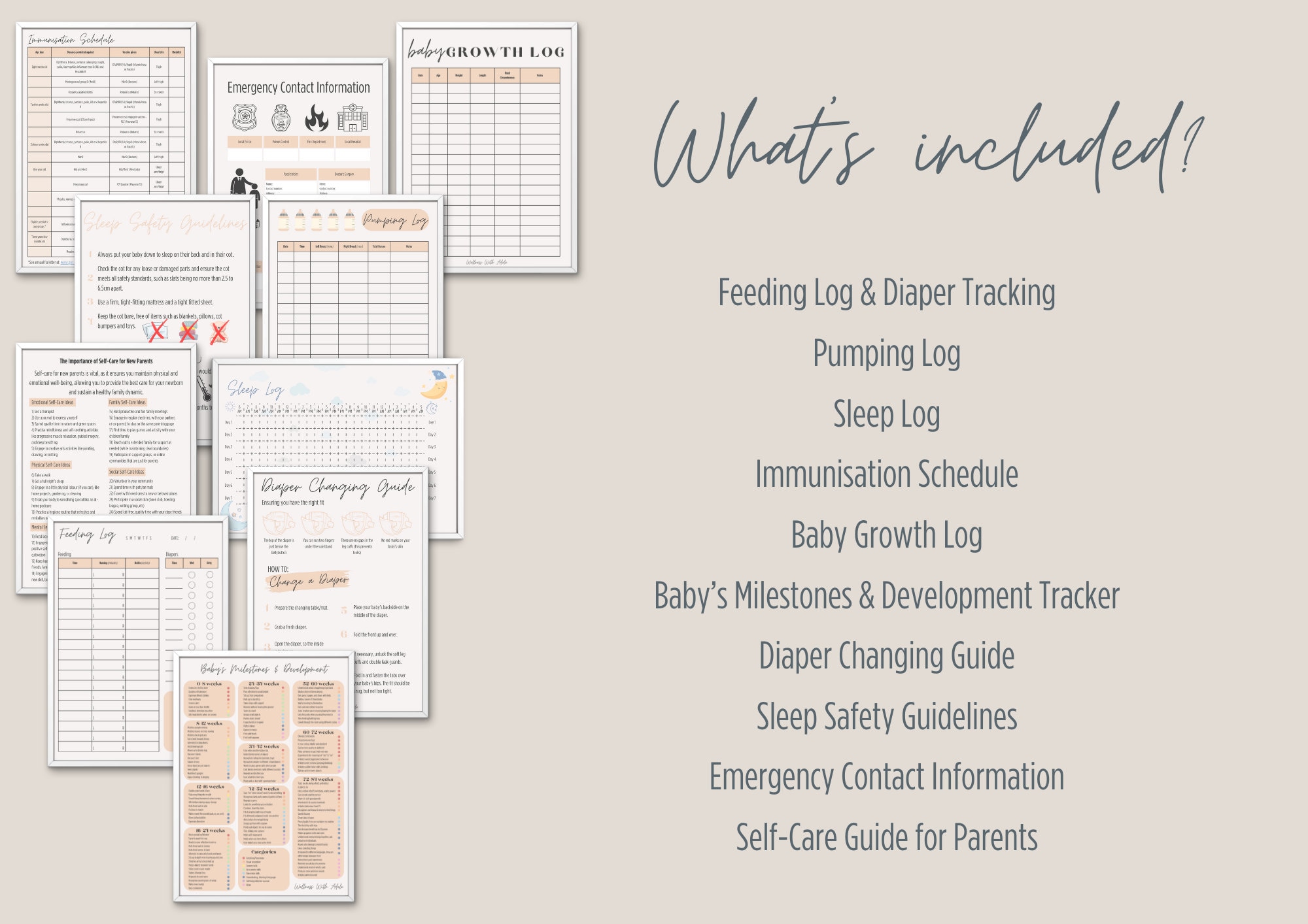 Printable Baby Care Bundle, Baby Tracker for Feeding, Diapers, Sleep ...