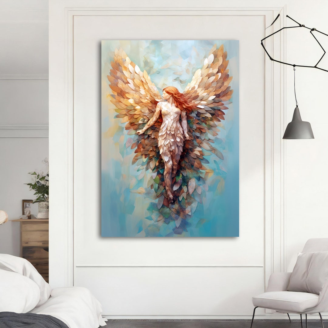 Angel Woman Canvas Art, Angel Woman Wall Art, Angel Woman Poster, Leaf ...