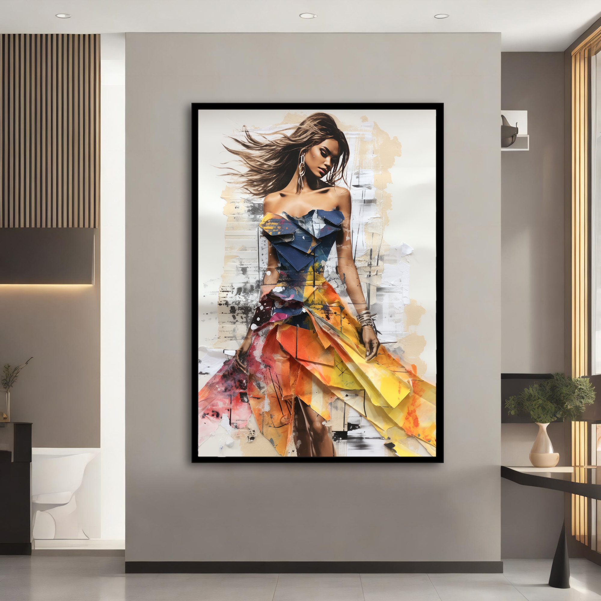 Beautiful Woman Wall Art, Fashion Woman in Dress Canvas Painting - Etsy