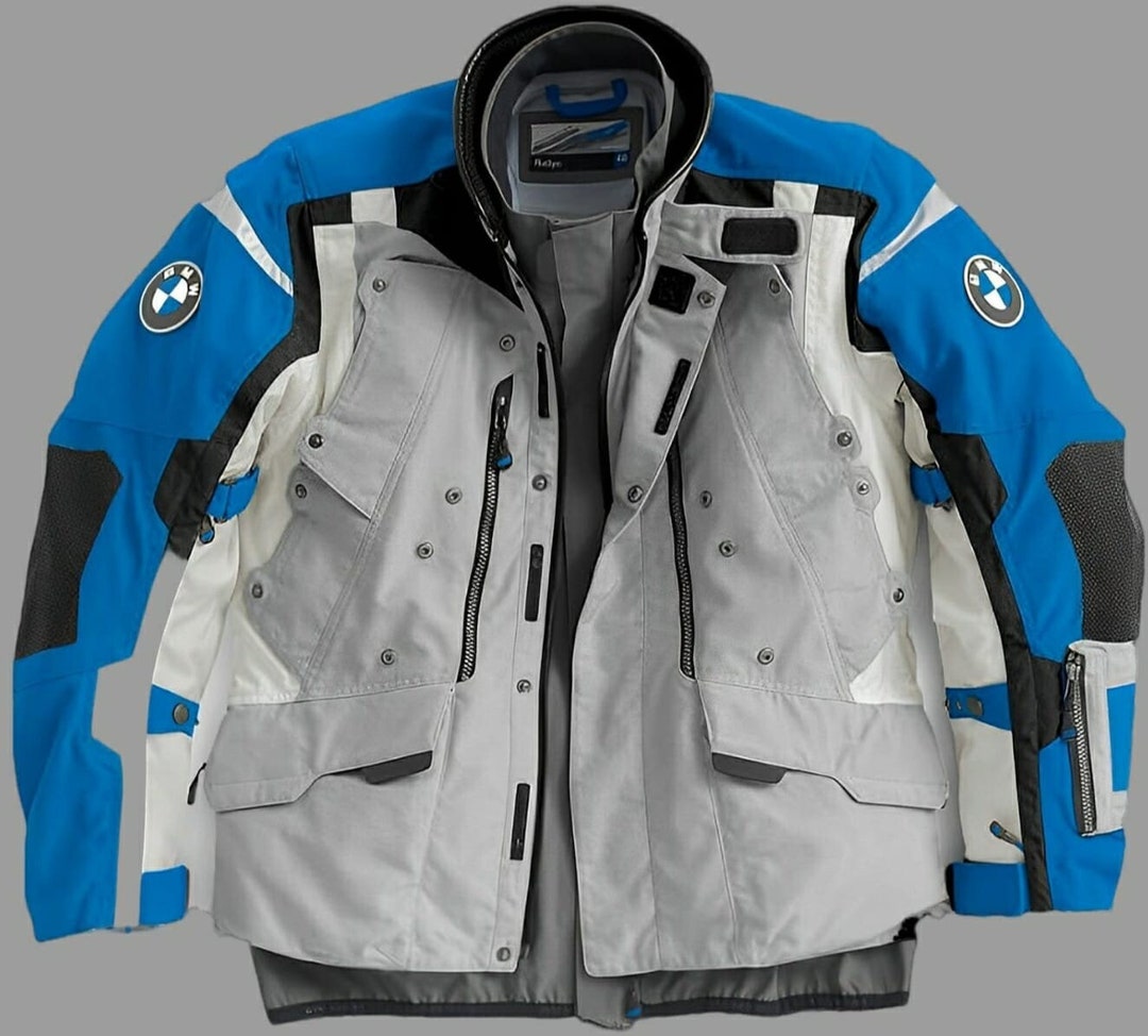 Men Blue/gray BMW Motorrad Rallye Motorcycle Riding Jacket Ce - Etsy