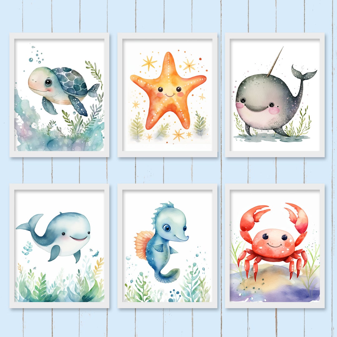 Printable Set Nursery Sea Creature Watercolors, Sea Creatures Print ...
