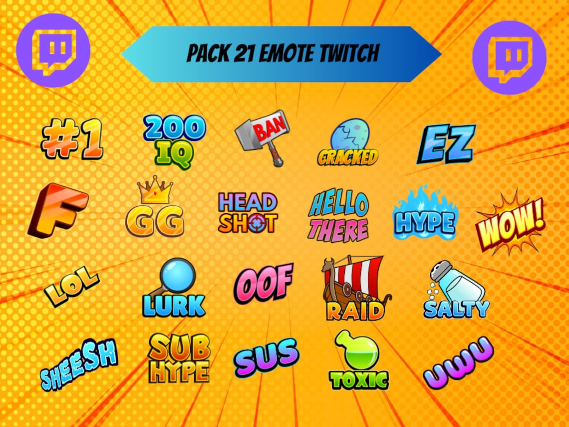 Pack 21 Twitch Emote, Discord Emotes, Hello There Emote, GG Emote, Text ...