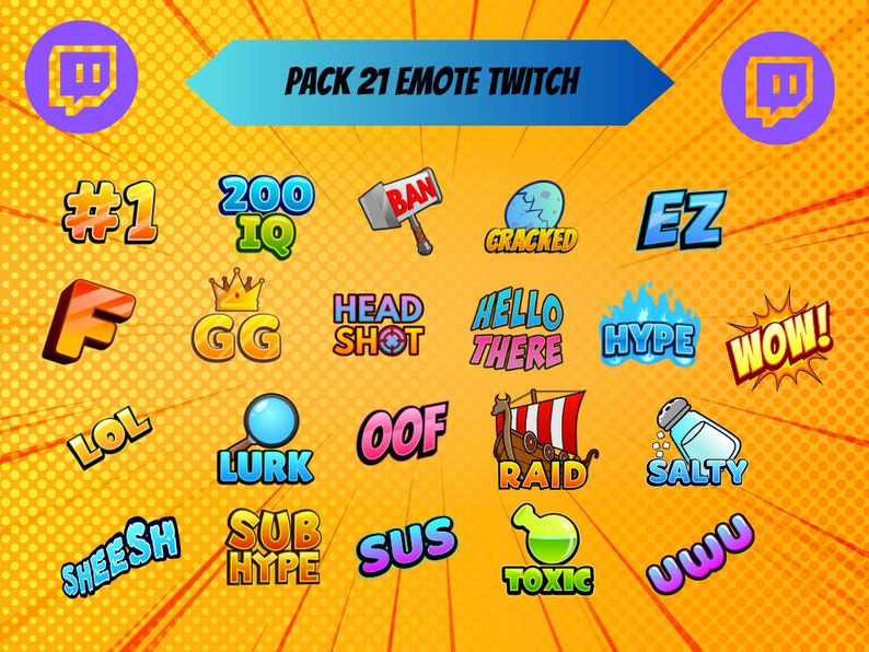 Pack 21 Twitch Emote, Discord Emotes, Hello There Emote, GG Emote, Text ...