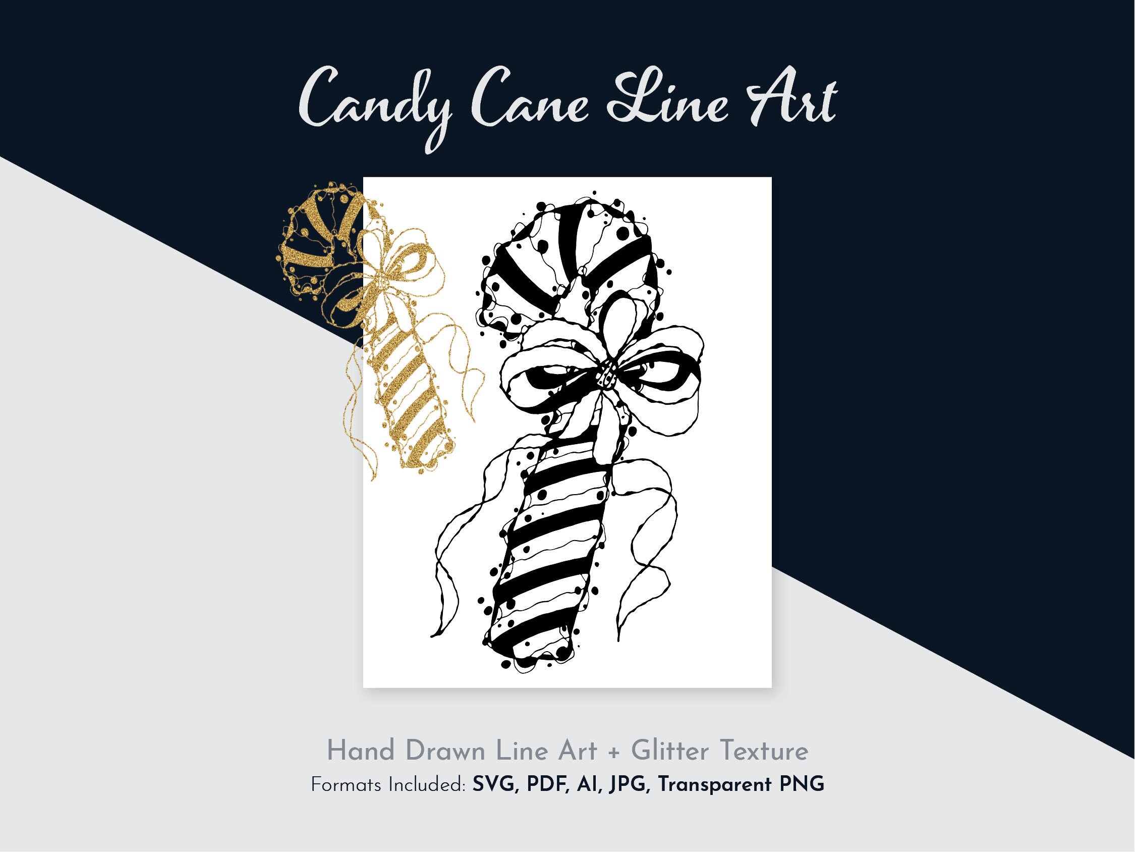 Holiday Candy Cane Line Art Digital Download Christmas Clip Art Drawing ...