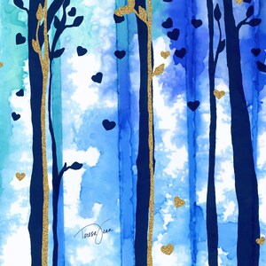 Modern Line Drawing of Forest Tree Art Digital Download for - Etsy