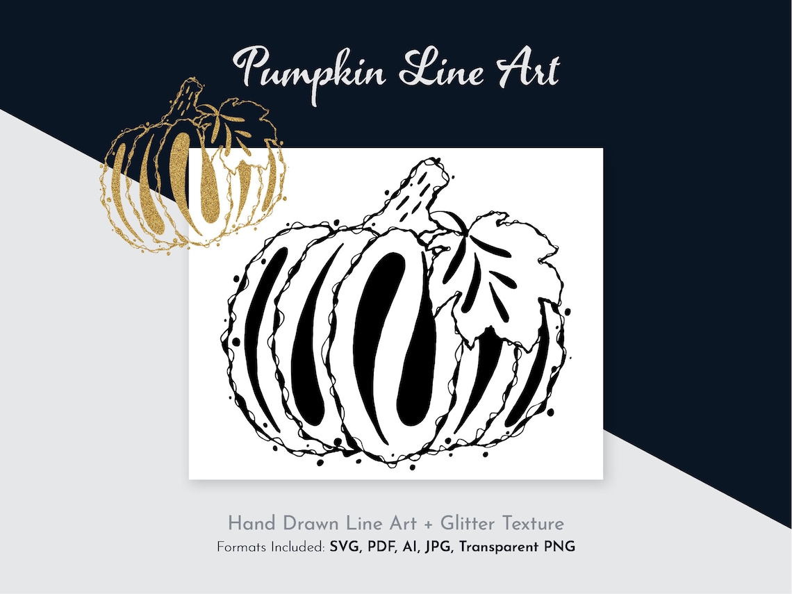 Pumpkin Line Art Digital Download Autumn Clip Art Line Drawing Coloring ...