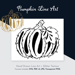 Pumpkin Line Art Digital Download Autumn Clip Art Line Drawing Coloring ...