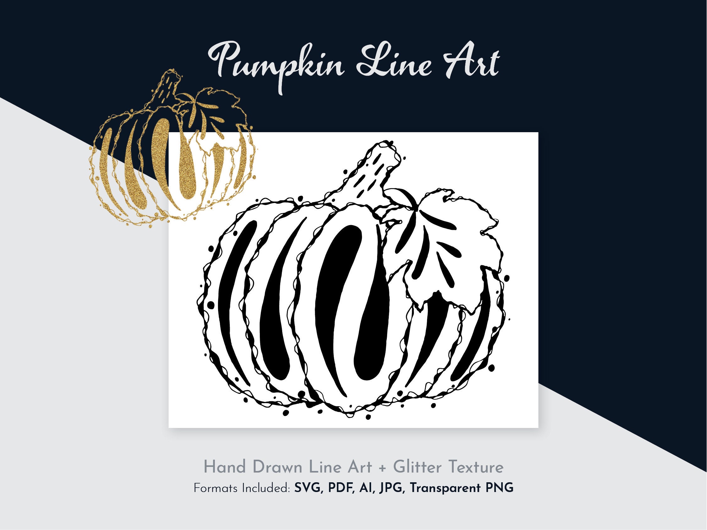 Pumpkin Line Art Digital Download Autumn Clip Art Line Drawing Coloring ...