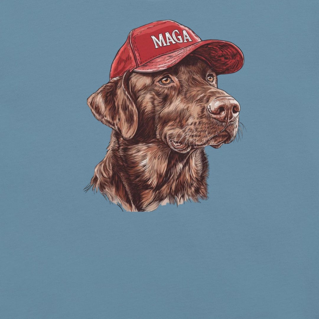 Chesapeake Bay Retriever Wearing MAGA Hat Shirt, Crewneck Short Sleeve ...