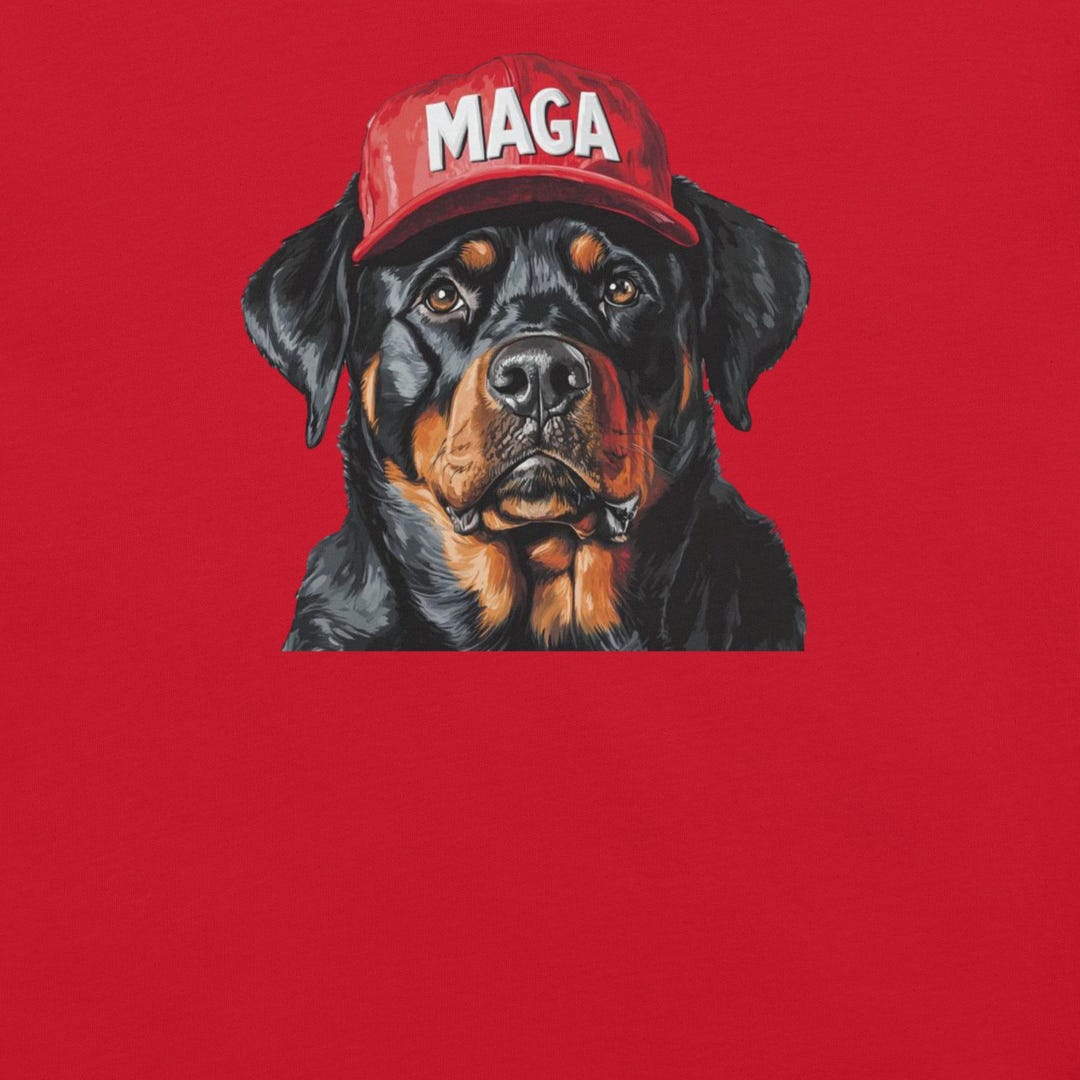 Rottweiler Wearing Red MAGA Hat Shirt, Dogs for Trump, Funny MAGA Trump ...