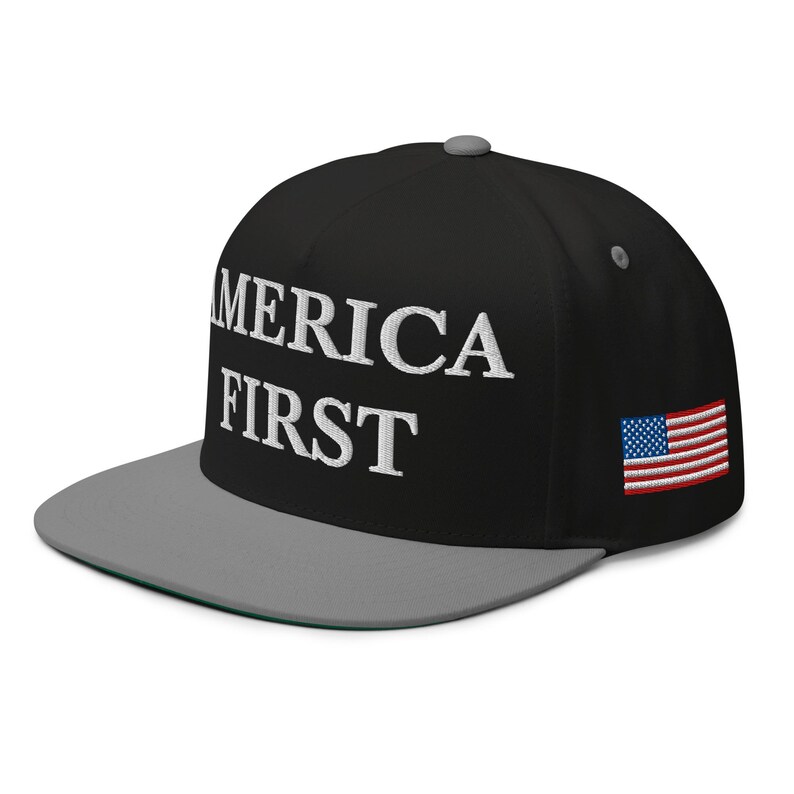AMERICA FIRST Hat, Patriotic USA Flag Embroidery Adjustable Structured ...