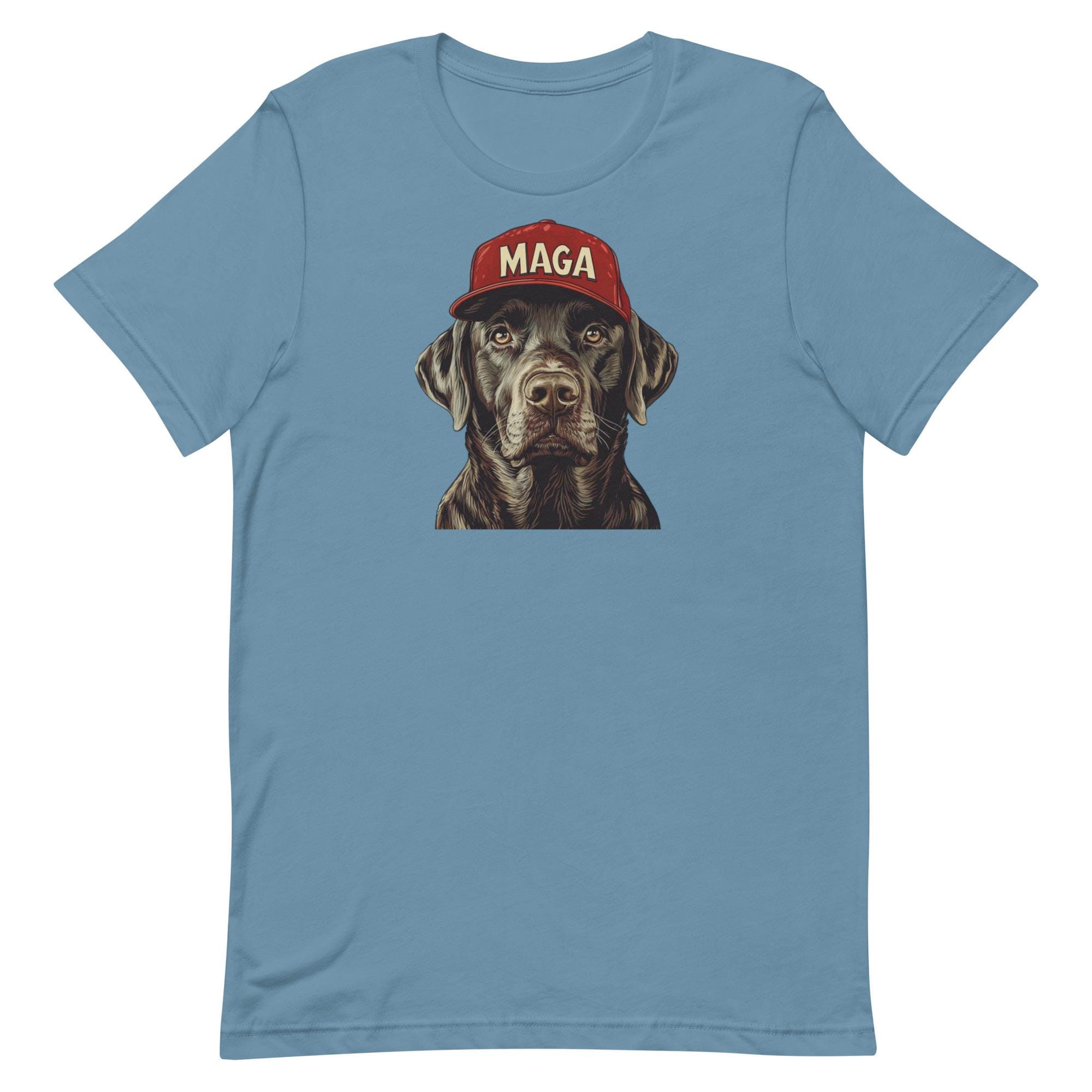Chocolate Labrador Wearing MAGA Hat Shirt, Funny Chocolate Lab Tshirt ...