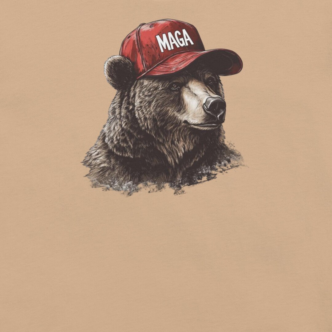 Grizzly Bear Wearing a MAGA Hat Tshirt, Funny Trump 2024 MAGA Shirt ...