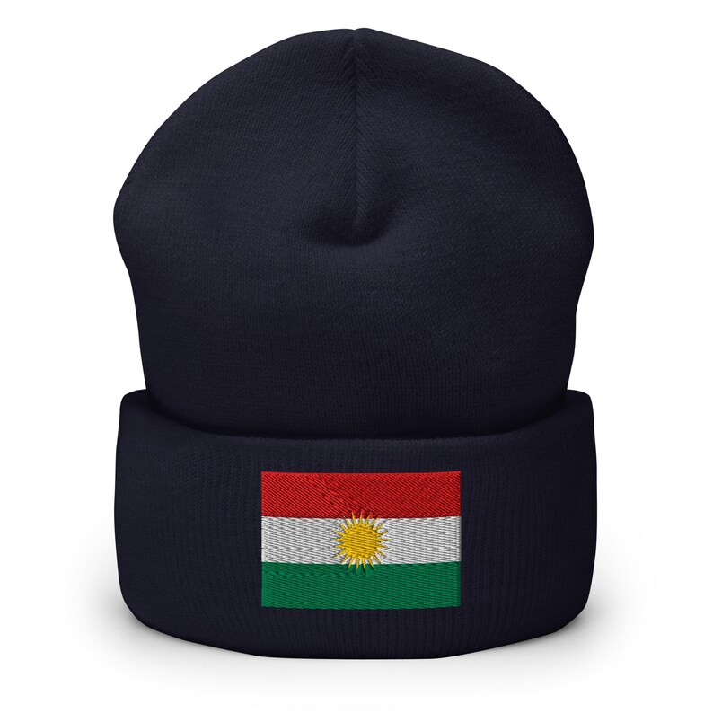 Kurdish Beanie, Kurdistan Flag Embroidered Cuffed Beanie Hat, Kurdish ...