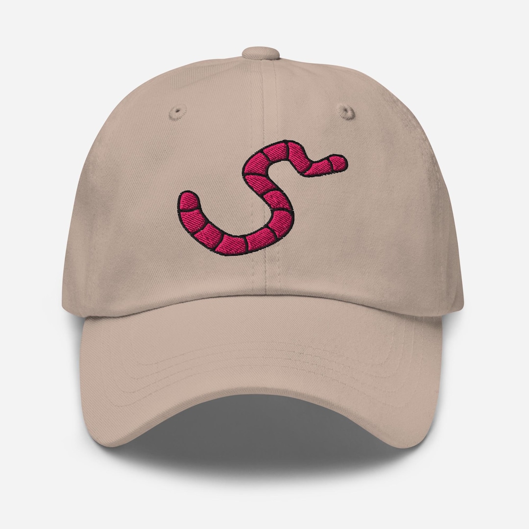 Worm Hat, EMBROIDERED Earth Worm Adjustable Cotton Dad Cap, Worm Gifts ...