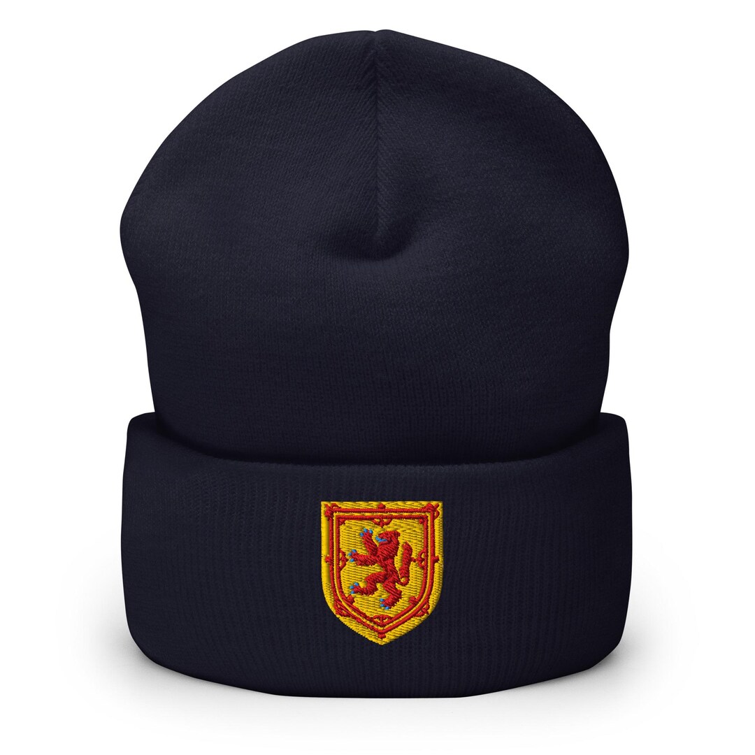 Scotland Royal Coat of Arms Beanie, Embroidered Cuffed Beanie Hat ...