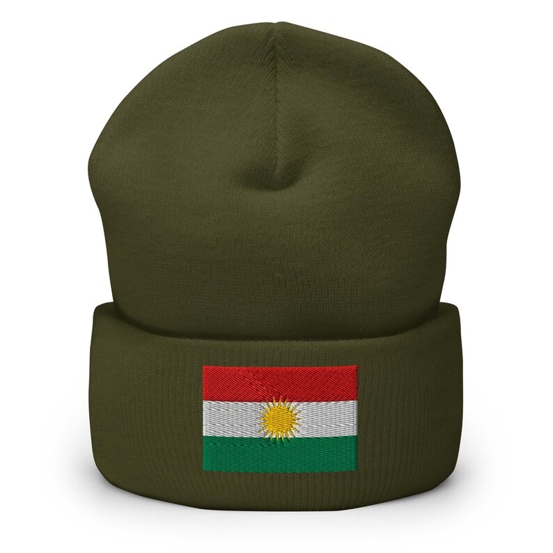 Kurdish Beanie, Kurdistan Flag Embroidered Cuffed Beanie Hat, Kurdish ...