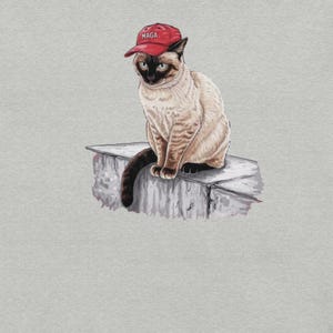 Siamese Cat Wearing MAGA Hat Tshirt, Cats for Trump, Siamese Cat Owner ...