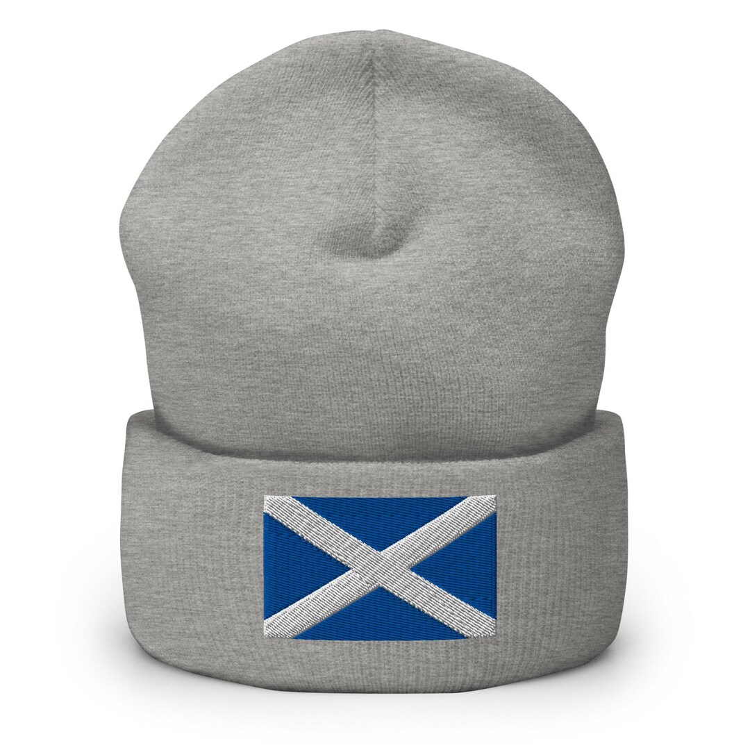 Scotland Beanie, Scottish Flag Embroidered Cuffed Winter Beanie Hat ...