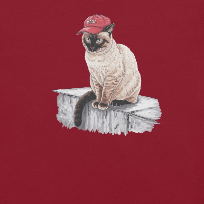 Siamese Cat Wearing MAGA Hat Tshirt, Cats for Trump, Siamese Cat Owner ...