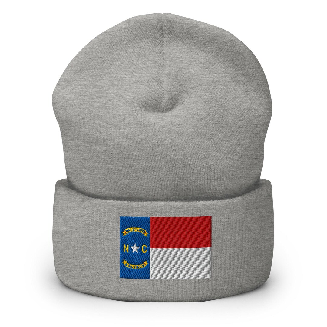 North Carolina State Flag Beanie, Embroidered Cuffed Beanie Hat, North ...