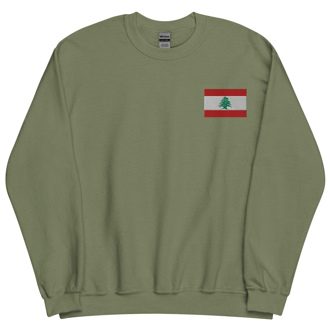 Lebanon Sweatshirt, Lebanese Flag Embroidered Long Sleeve Crewneck ...