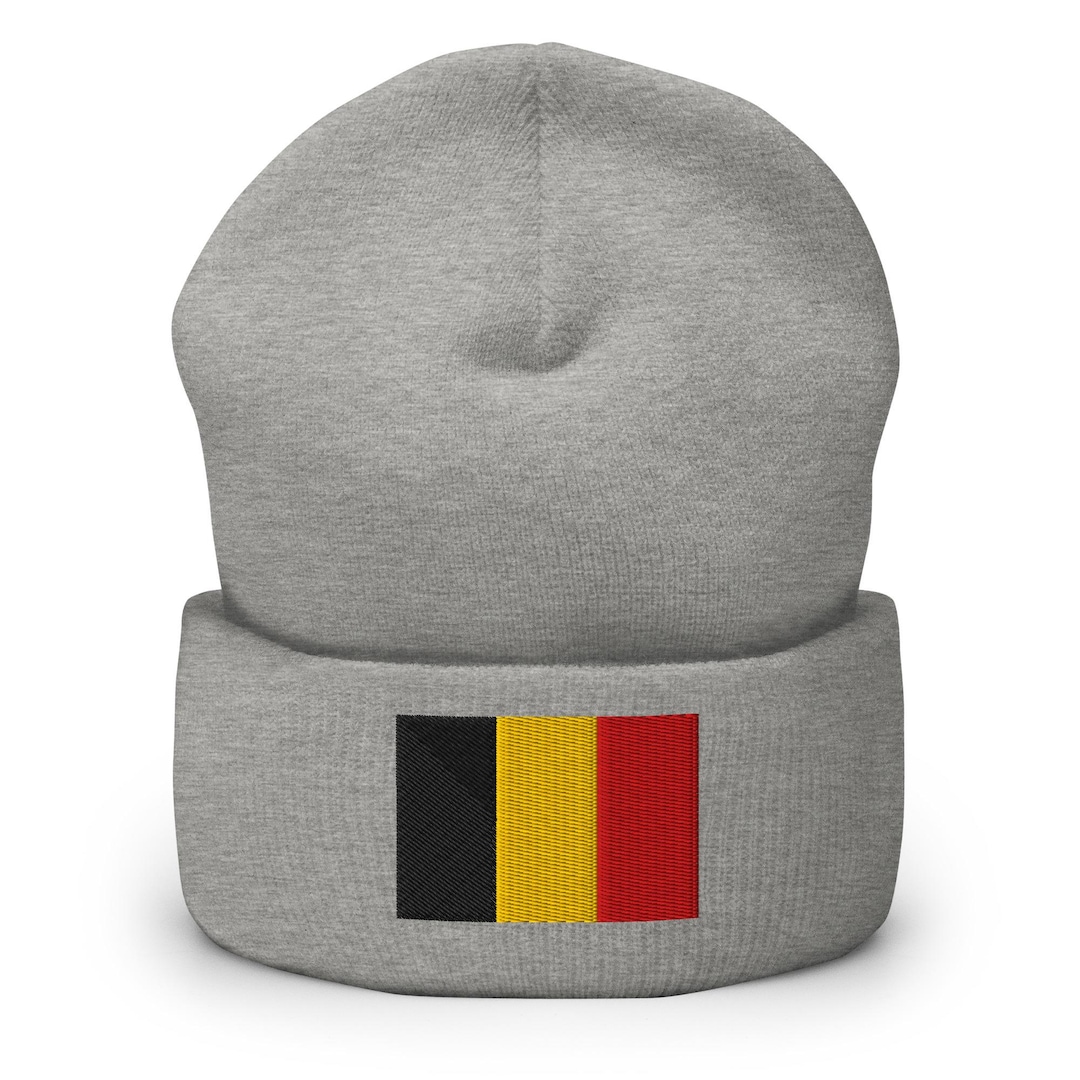 Belgium Beanie, Belgian Flag Embroidered Cuffed Winter Beanie Hat ...