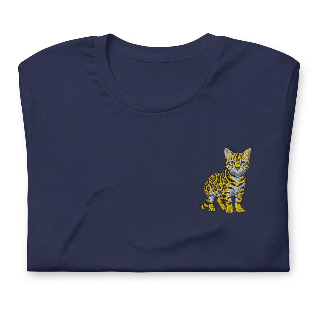 Ocelot Shirt, EMBROIDERED Short Sleeve Crewneck Tshirt, Ocelot Gifts ...