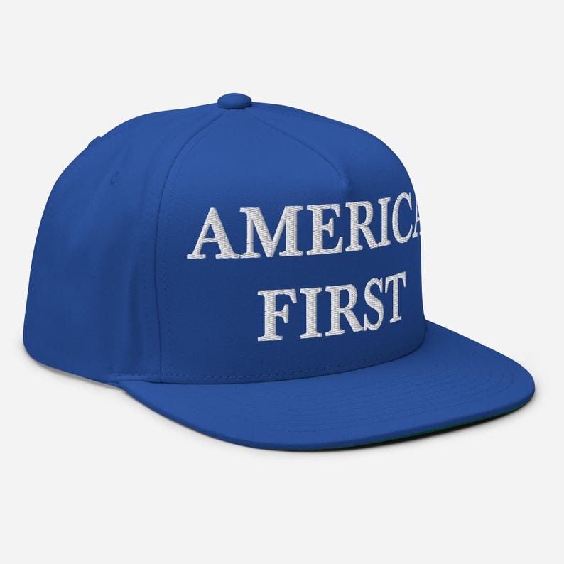 AMERICA FIRST Hat, Patriotic USA Flag Embroidery Adjustable Structured ...