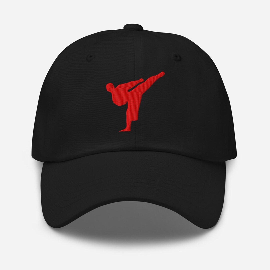 Karate Kick Embroidered Hat, Karate Taekwondo Sensei Dojo Black Belt ...