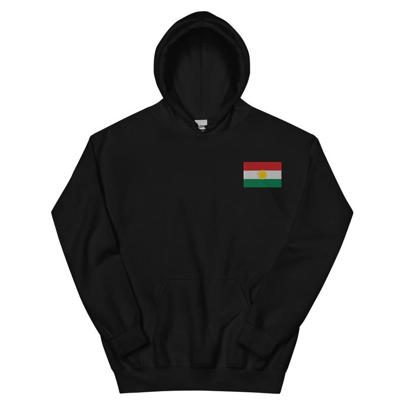Kurdistan Hoodie, Kurdish Flag Embroidered Pullover Hooded Sweatshirt ...
