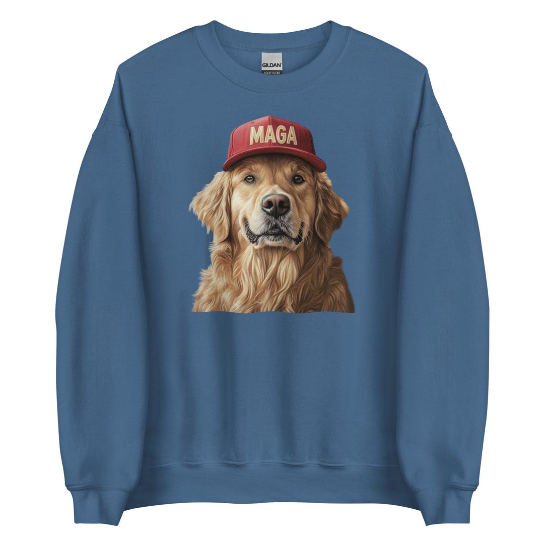 Golden Retriever Wearing MAGA Hat Sweatshirt, Dogs for Trump, Long ...