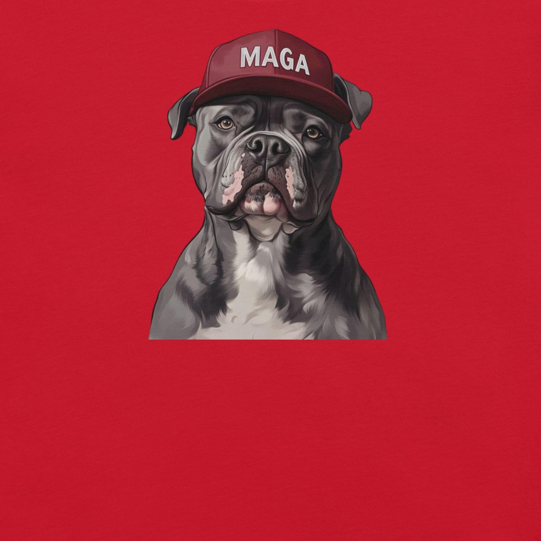 American Bully Wearing MAGA Hat Sweatshirt, Long Sleeve Crewneck ...